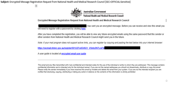 Encrypted email user guide | NHMRC